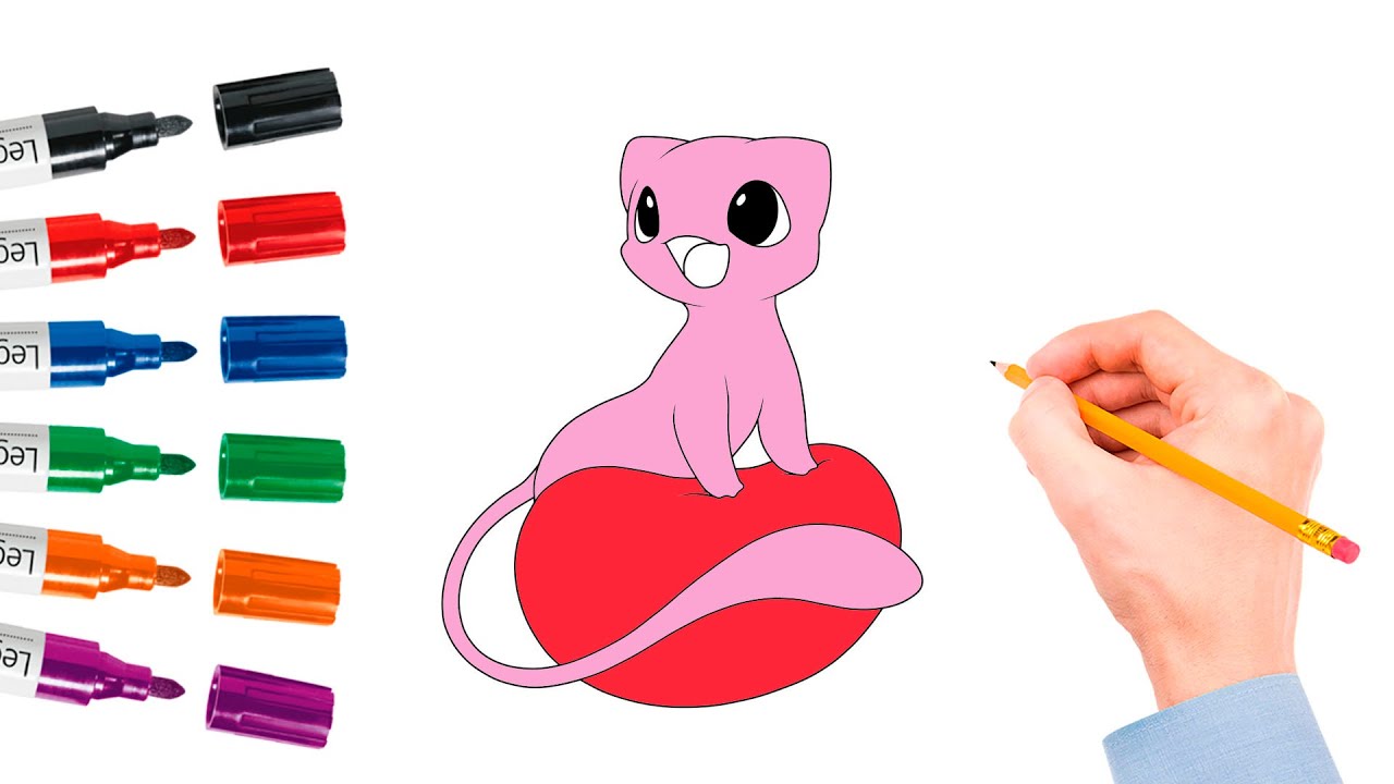 Easy drawing. How to draw a mew. - YouTube