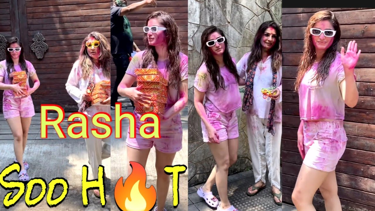 Rasha Thadani Hot Look in Holi 🌈 Rasha Milky Thunder Thighs and Silky ...