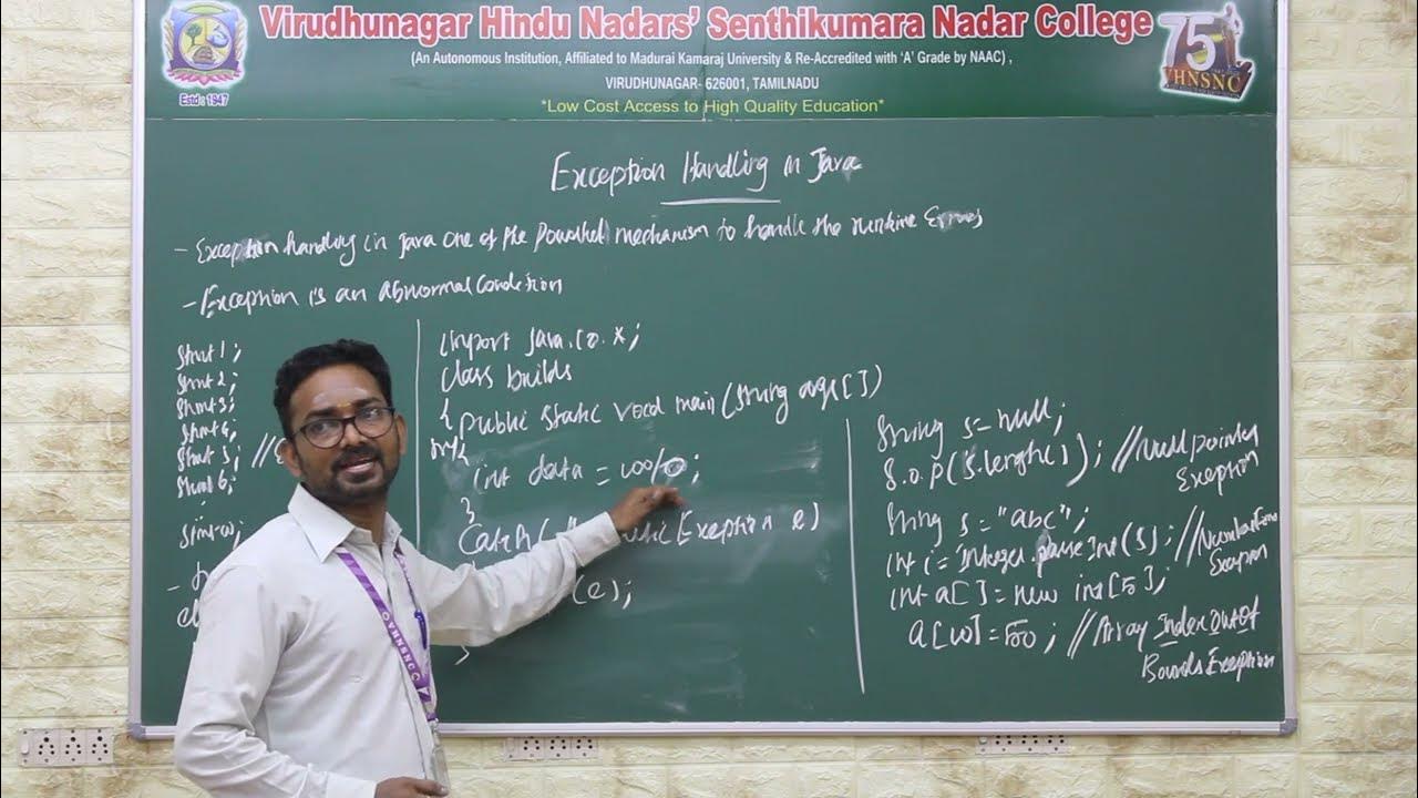 Exception Handling | Java Programming | V.H.N.S.N.College (Autonomous) - YouTube