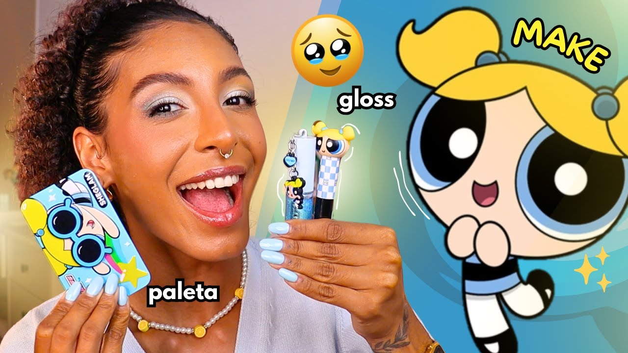 MAQUIAGEM DAS MENINAS SUPER PODEROSAS - Lindinha 🩵 (gloss, paleta de ...