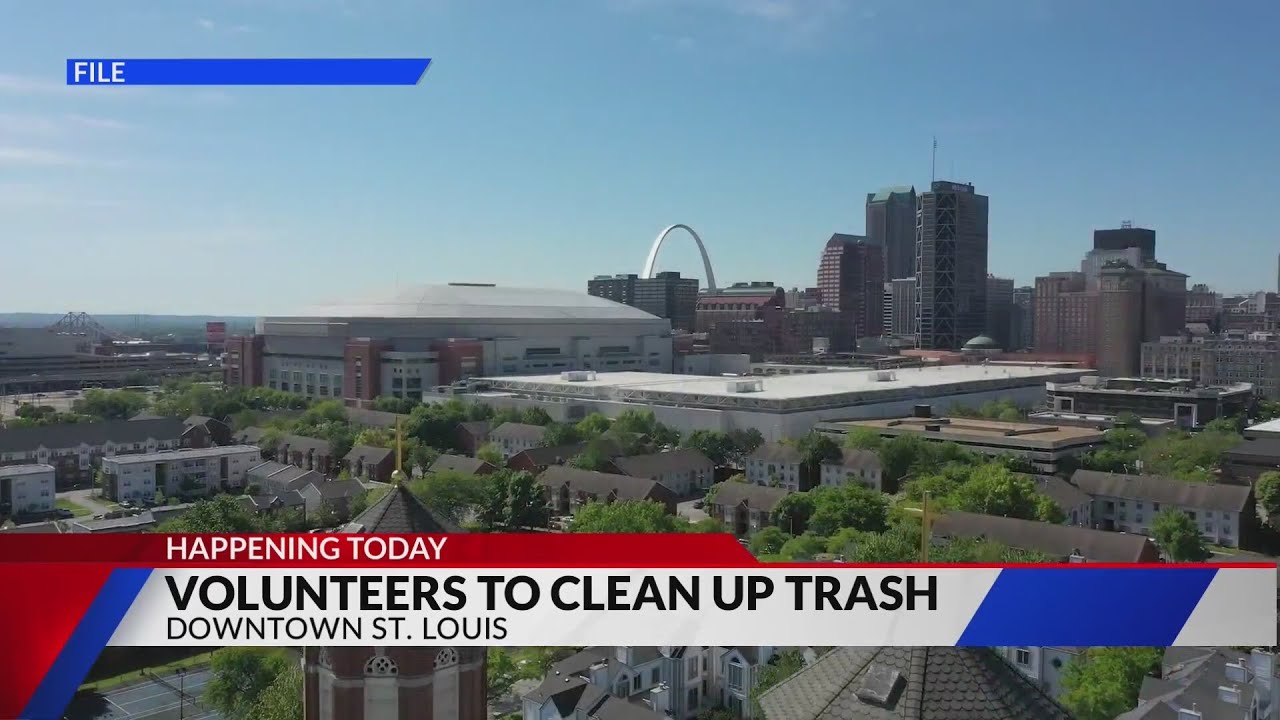 Volunteers cleaning up trash downtown today - YouTube