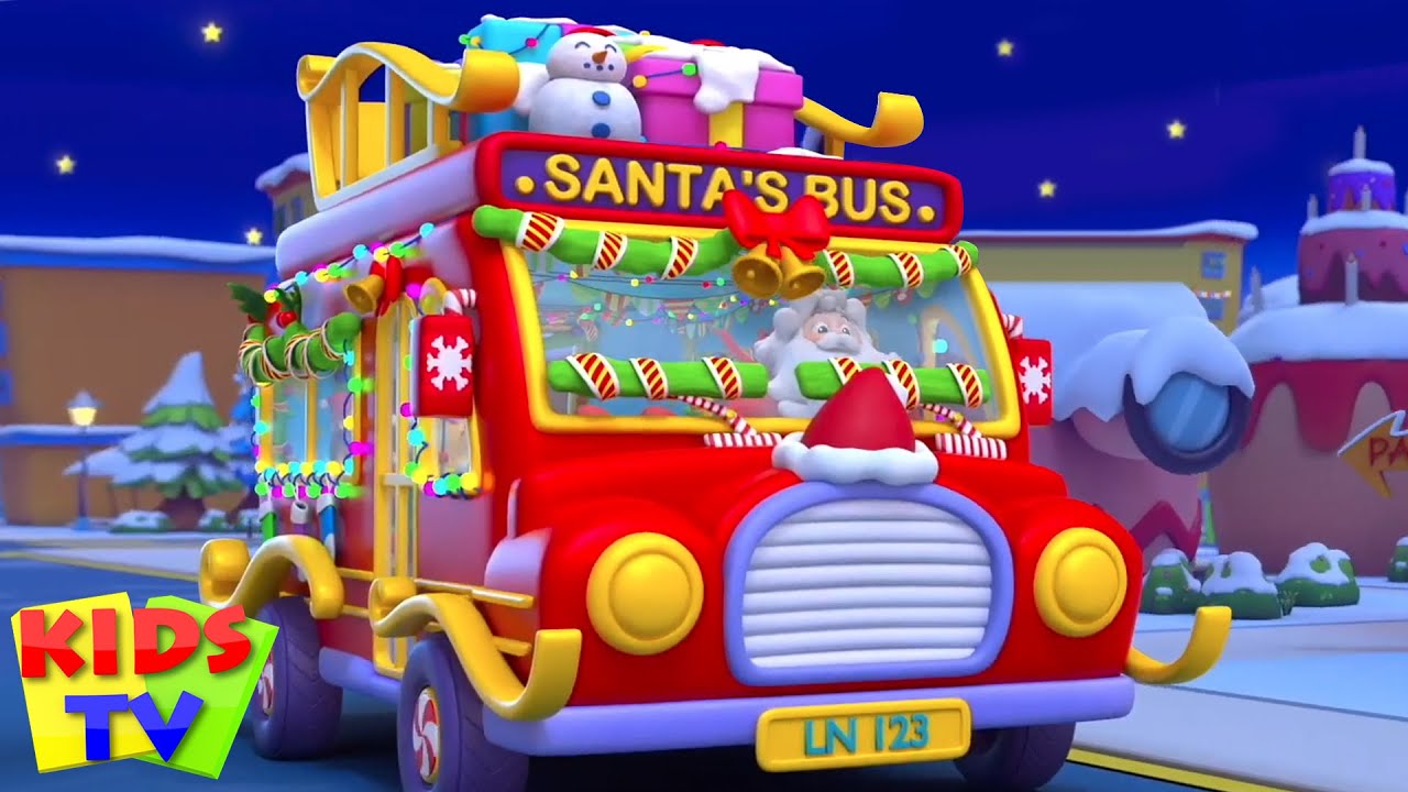 Christmas Wheels On The Bus, बस का छक्का घूमे गोल, Xmas Nursery Rhyme ...