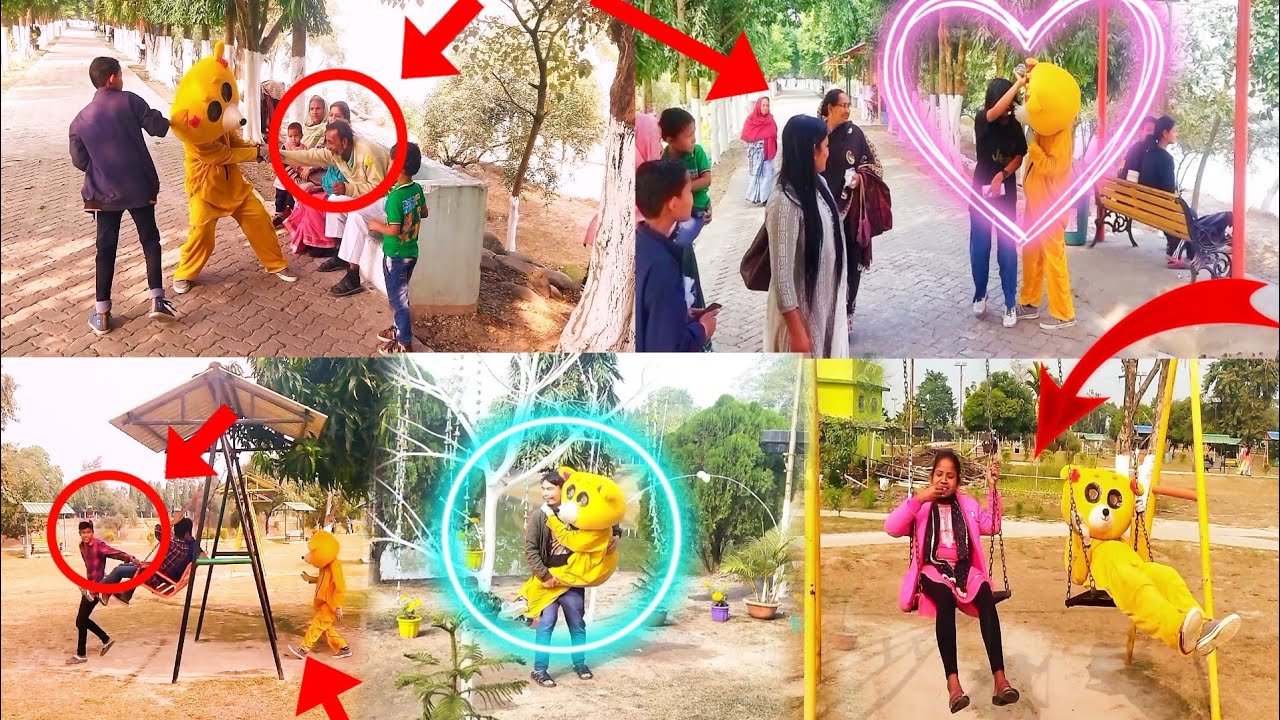 Funny taddy bear video kokrajhar park quite girl prank video 🤣😁😂 - YouTube