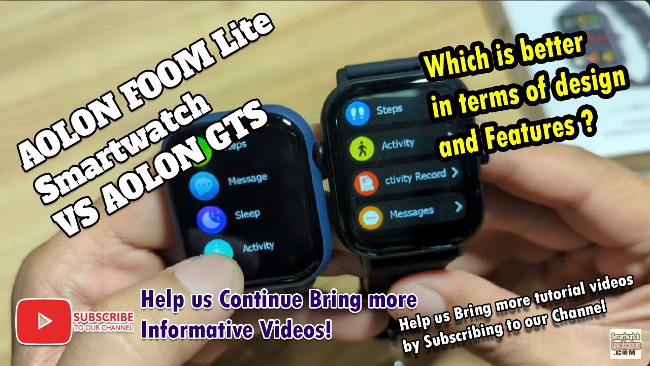 AOLON Watch Curve Smartwatch VS AOLON GTS Smartwatch - Design and ...