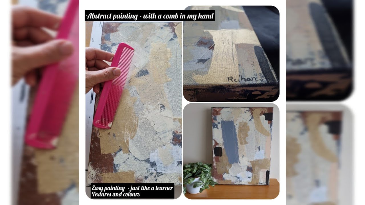 Easy textured abstract painting, using spatulas and comb tutorial ...