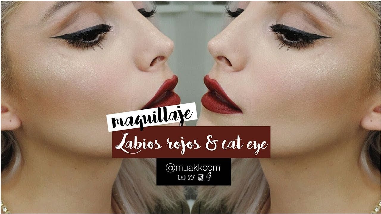 Maquillaje De DÍa O Noche Con Labios Rojos Y Delineado Cat Eye Muakk