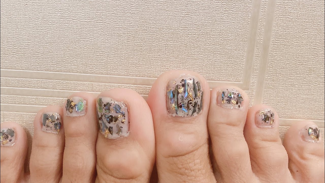 Glittering nail with white syrup base color - YouTube