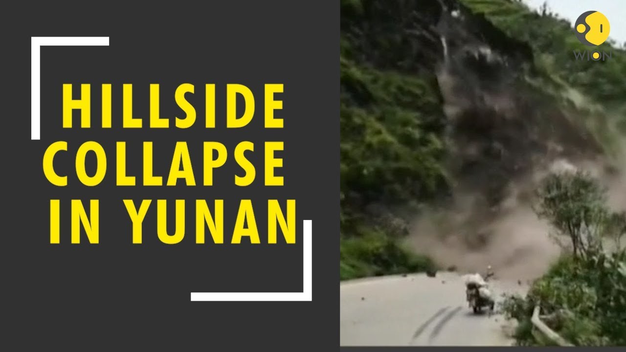 Caught on camera: Hillside collapse in Yunan province - YouTube