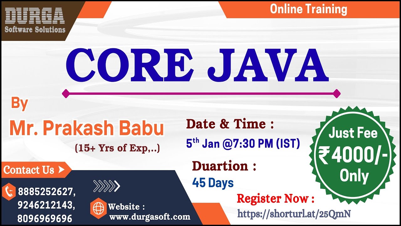 CORE JAVA Online Training @ DURGASOFT - YouTube