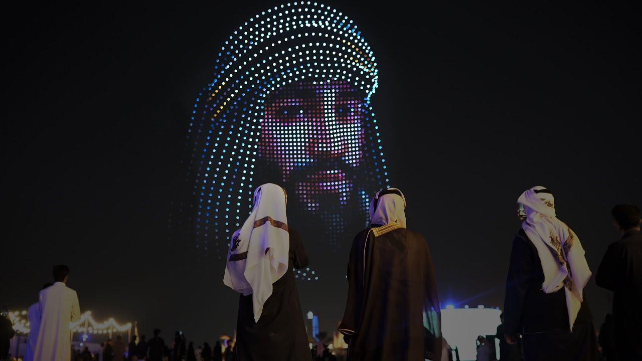 Drone Light Show on Saudi Founding Day in Riyadh, Saudi Arabia ...
