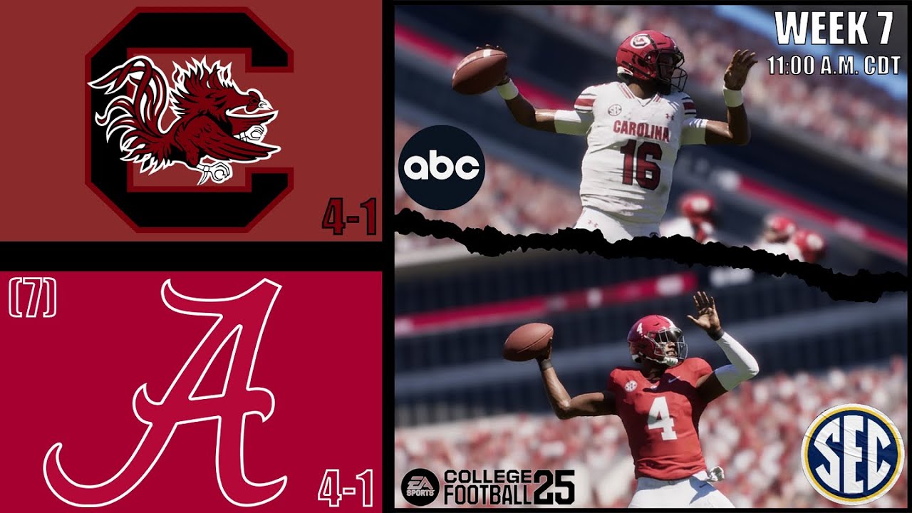 South Carolina vs. (7) Alabama | Week 7 Simulation | College Football ...