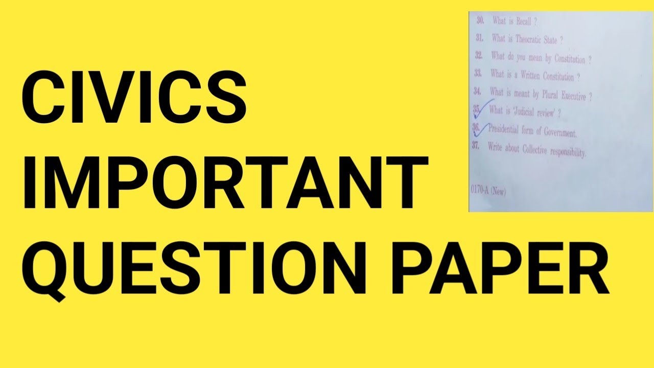CIVICS IMPORTANT QUESTION|CIVICS MODEL PAPER|CIVICS QUESTION PAPER 2023 ...