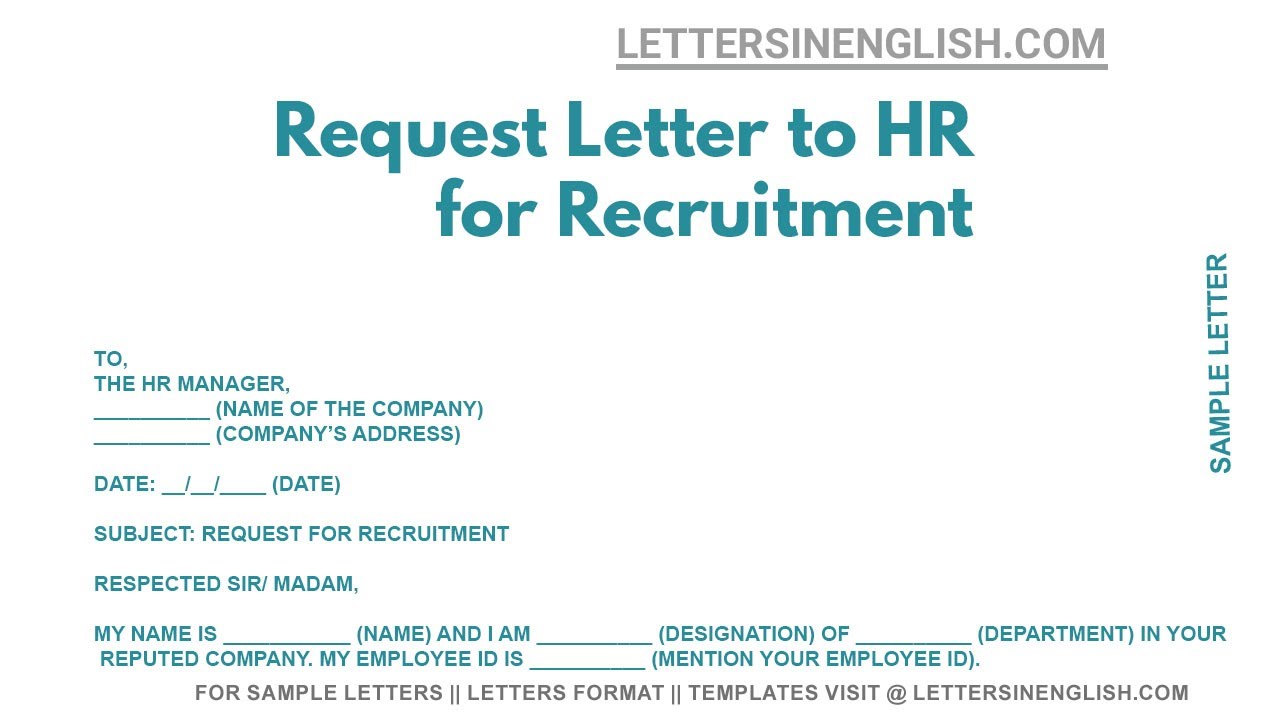 Request Letter To HR For Recruitment - Sample Letter to HR Manager for ...