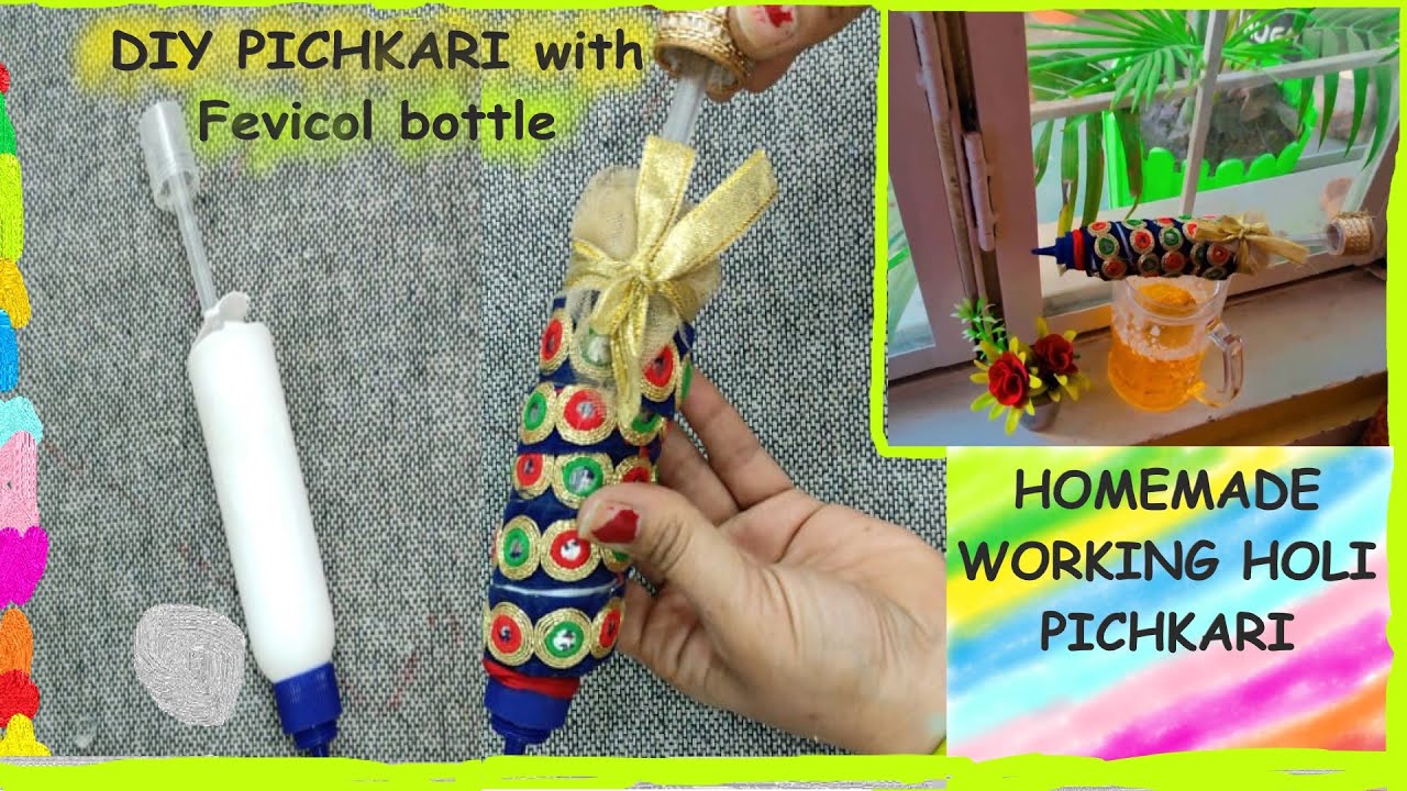 DIY Holi Pichkari🙂How to make a pichkari with an empty fevicol bottle ...