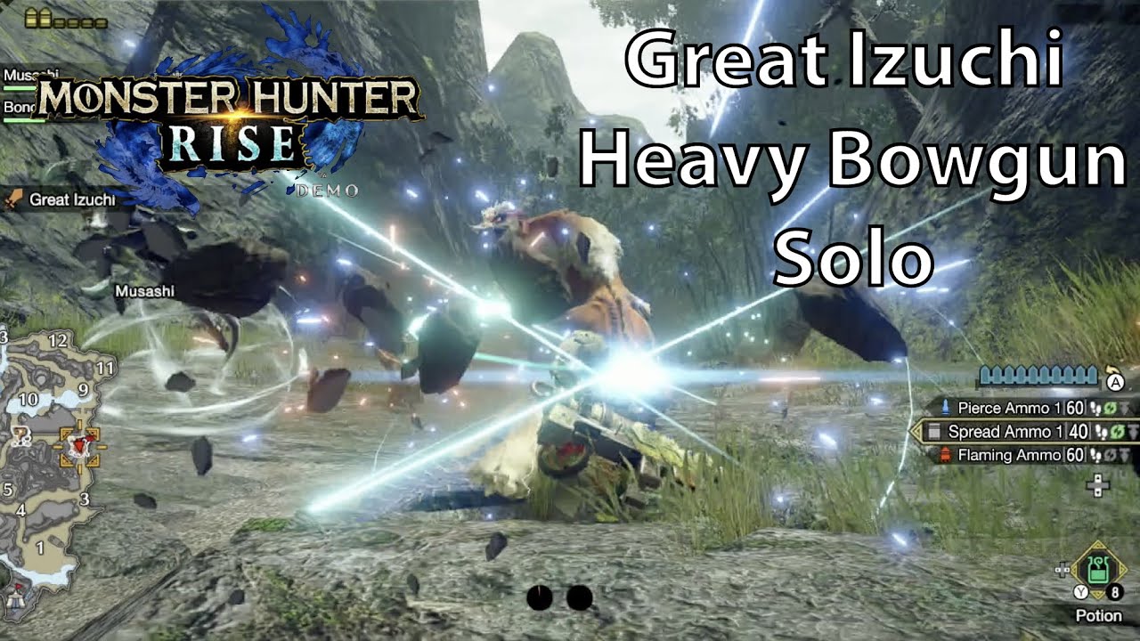 MH Rise Demo Great Izuchi Heavy Bowgun Solo (With Charged Shots) - YouTube