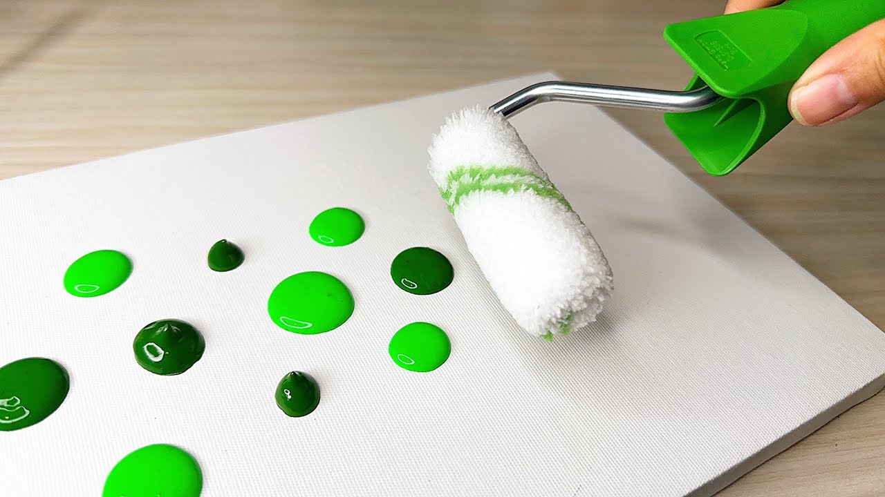 Easy Scene Spring Season to paint🌿🌸/ Using Roller/How to acrylic paint ...