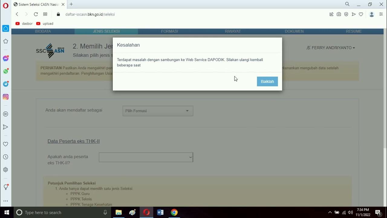 Terdapat masalah dengan sambungan ke Web Service DAPODIK. Silakan ulangi kembali beberapa saat ...