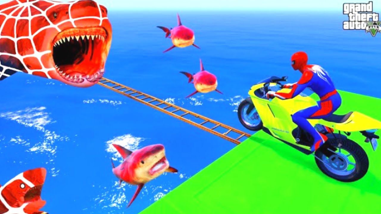 GTA V Epic New Stunt Race For Car Racing Challenge by Trevor and Shark ...