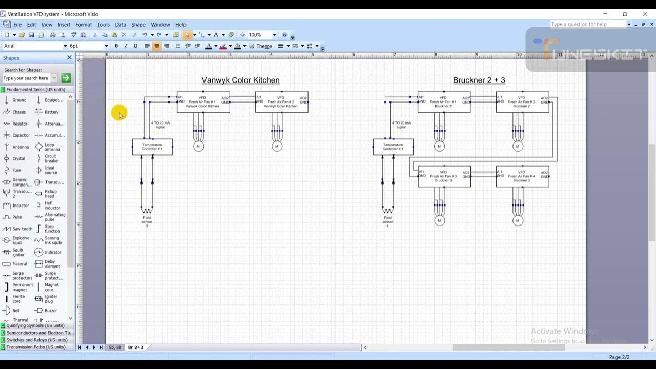Microsoft Visio lecture, tutorial how to make circuit - YouTube
