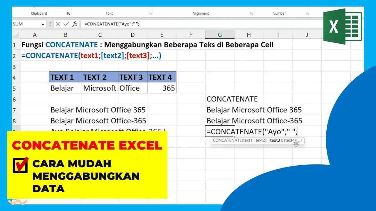 CONCATENATE Excel, Cara Mudah Menggabungkan Data - YouTube