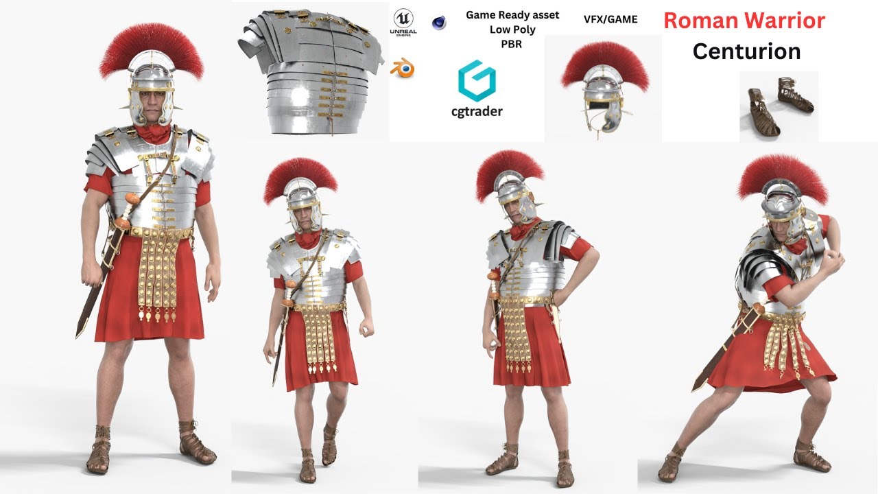 Roman legendary Centurion Low-poly 3D model - YouTube