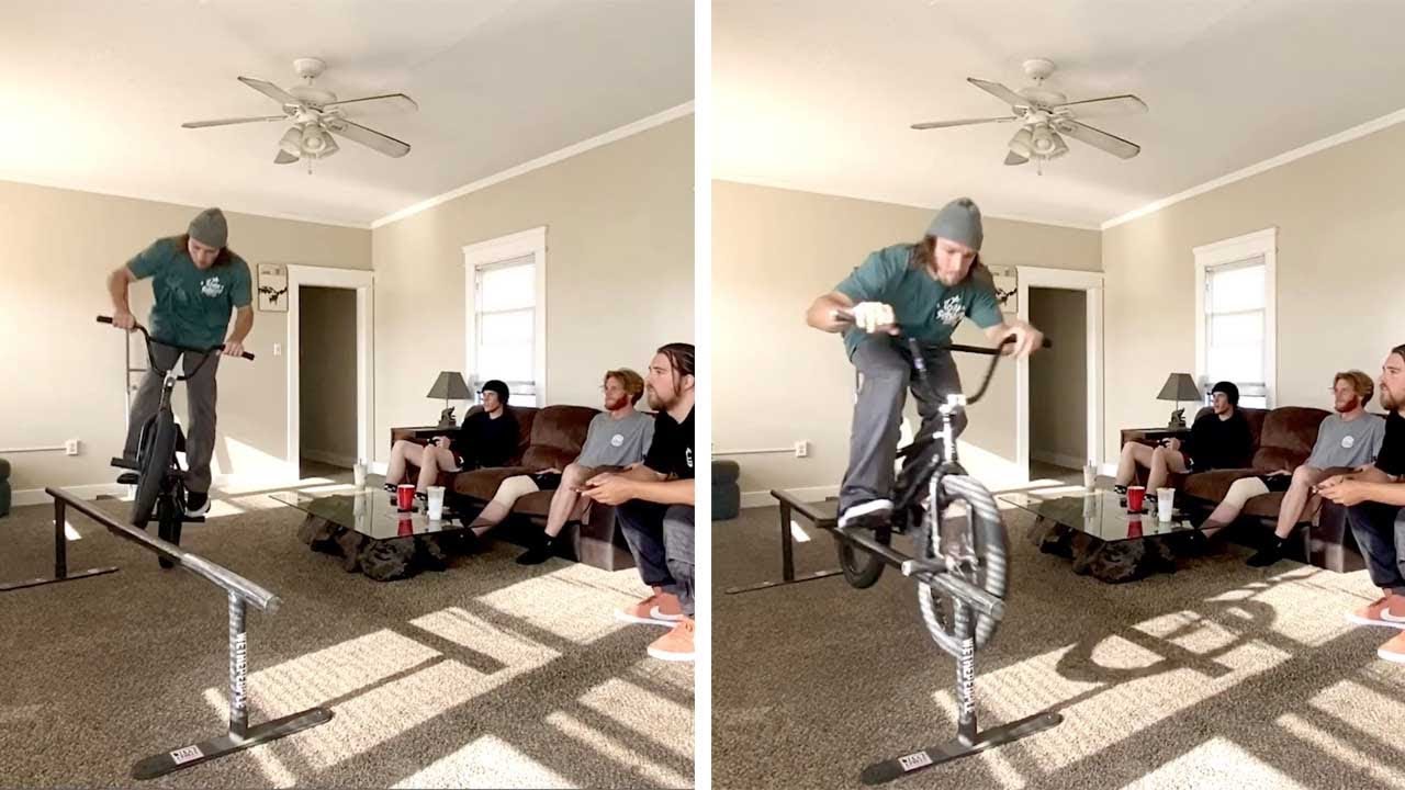 BMX Rider Shows Off Tricks Inside House - YouTube
