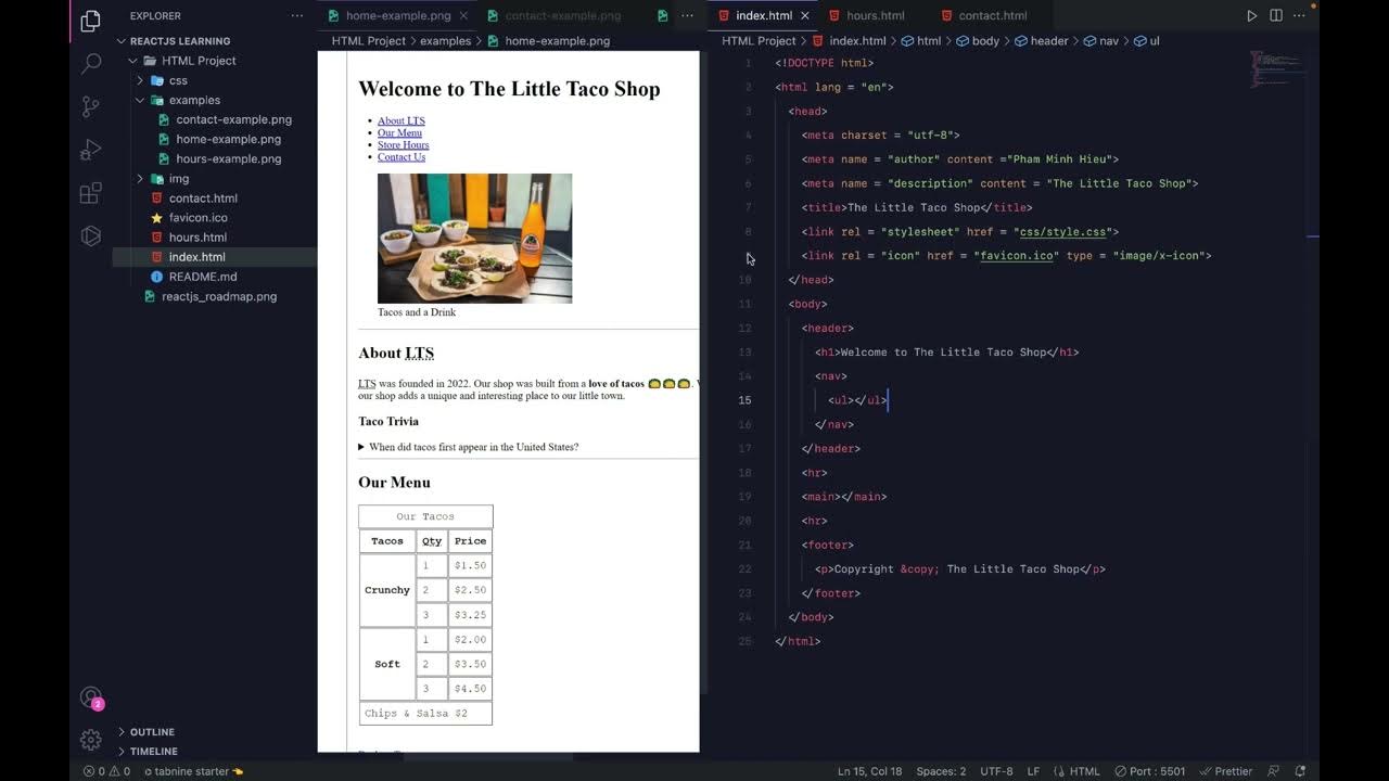 HTML Project - The Little Taco Shop (HTML ONLY) - YouTube