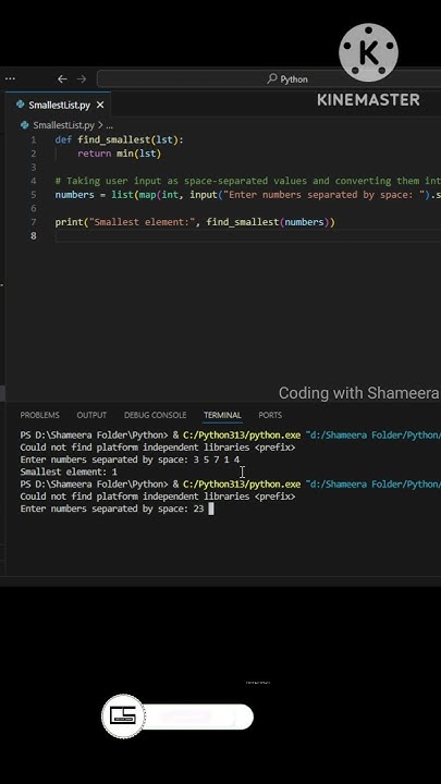 Smallest Element in List |@CodingwithShameera1 #python - YouTube