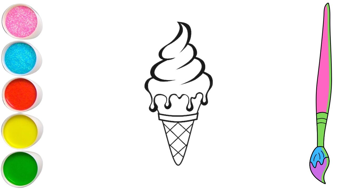 Ice cream Drawing, Painting & Coloring For Kids and Toddlers_ Child Art ...