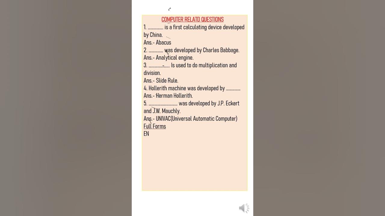 COMPUTER RELATED QUESTIONS || QUESTIONS ON COMPUTER || COMPUTER ...