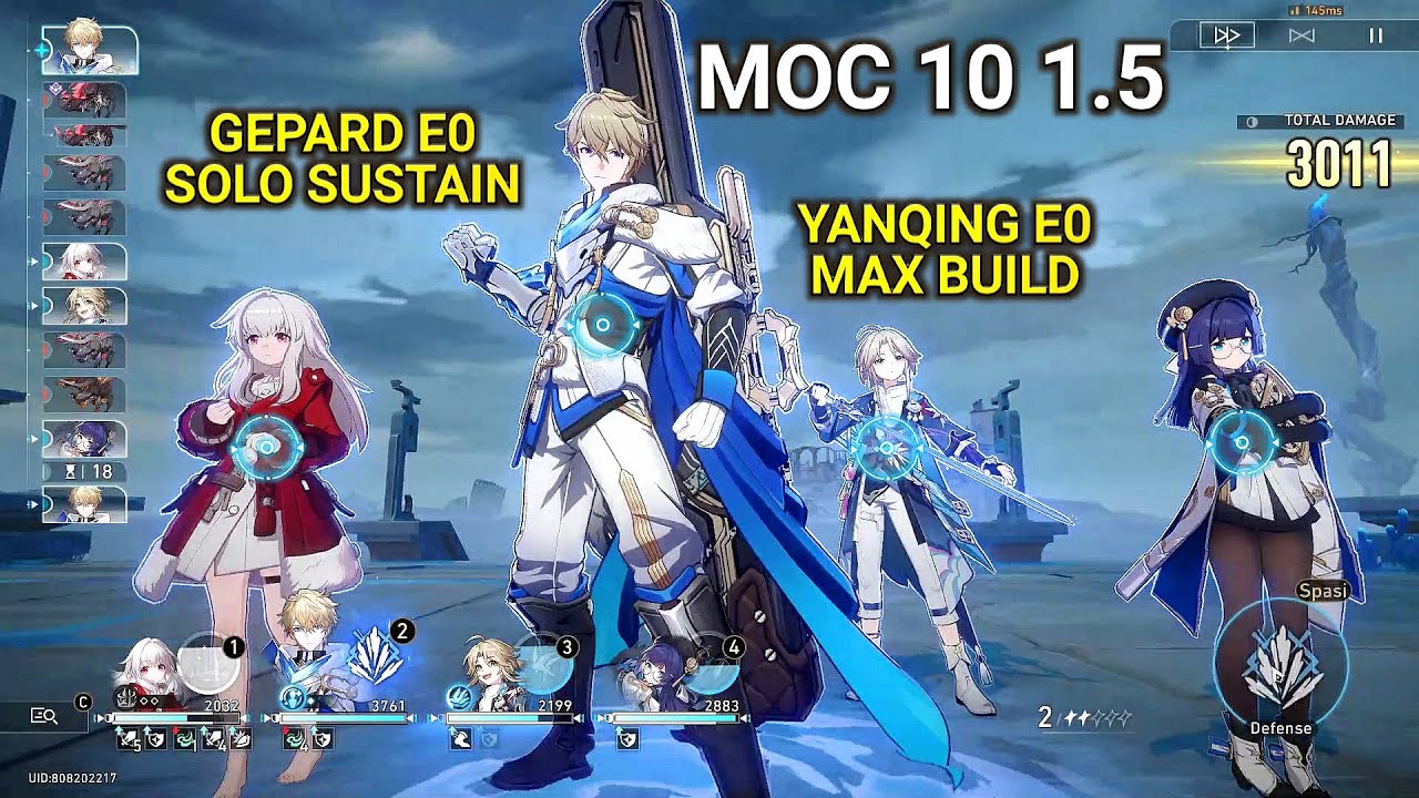 Gepard E0 Solo Sustain MOC 10 1.5 + Yanqing E0 Max Build | Honkai: Star ...