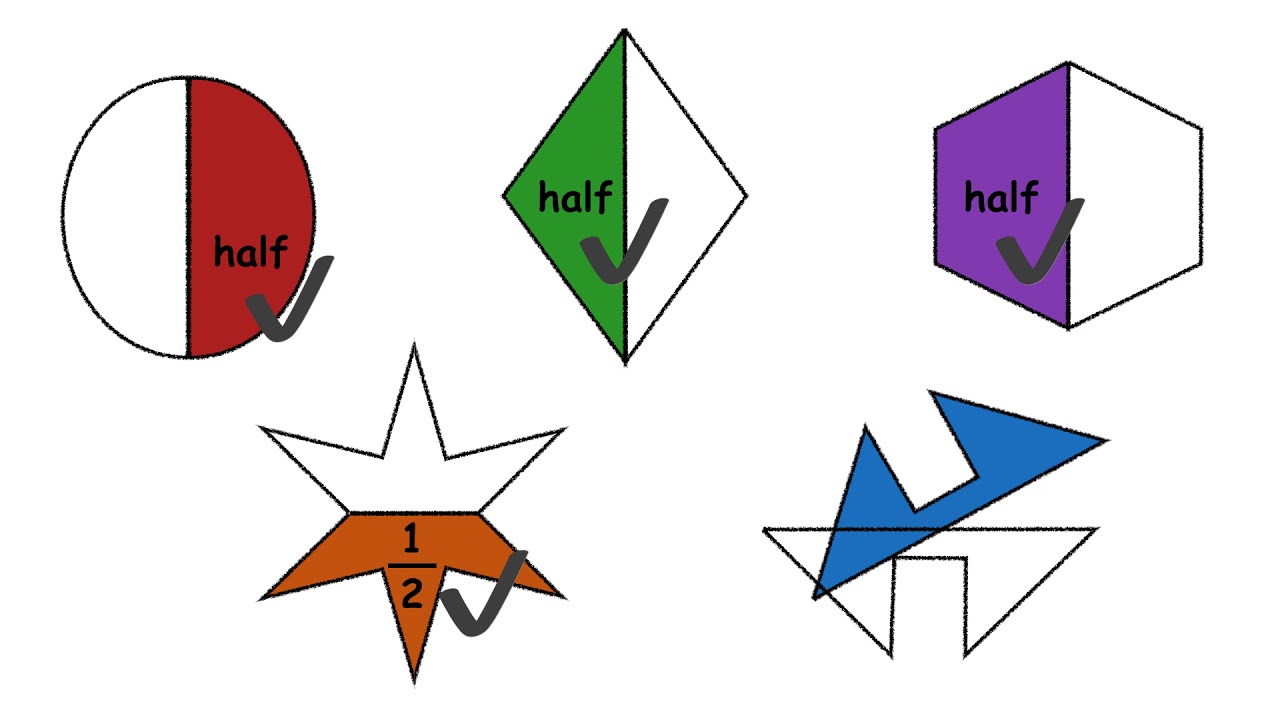 Fractions Year 1 Finding Half Of Shapes YouTube