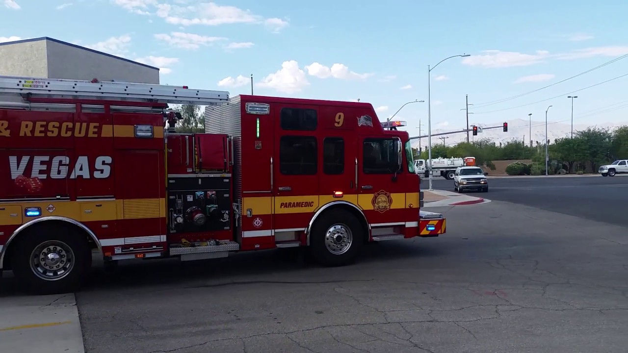 Las Vegas Fire & Rescue Engine 9 and Rescue 9 Responding - YouTube