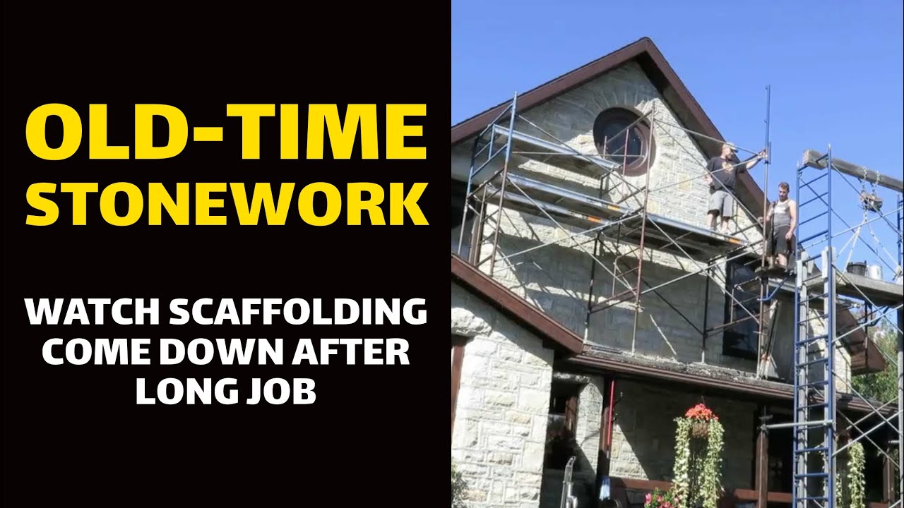 OLD-TIME STONEWORK: Watch Scaffolding Come Down After Long Job - YouTube