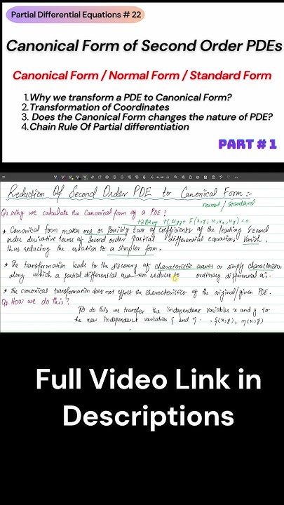 Canonical Form of Second Order PDE - YouTube