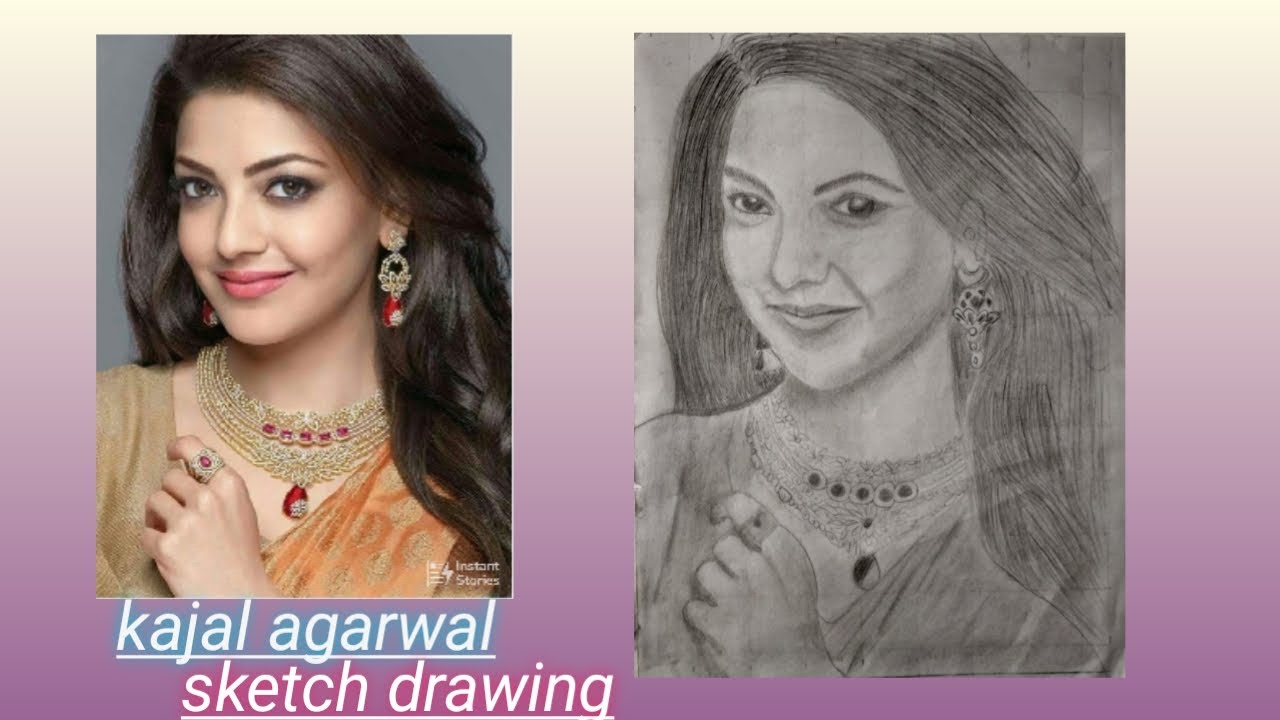 Kajal agarwal sketch drawing - YouTube
