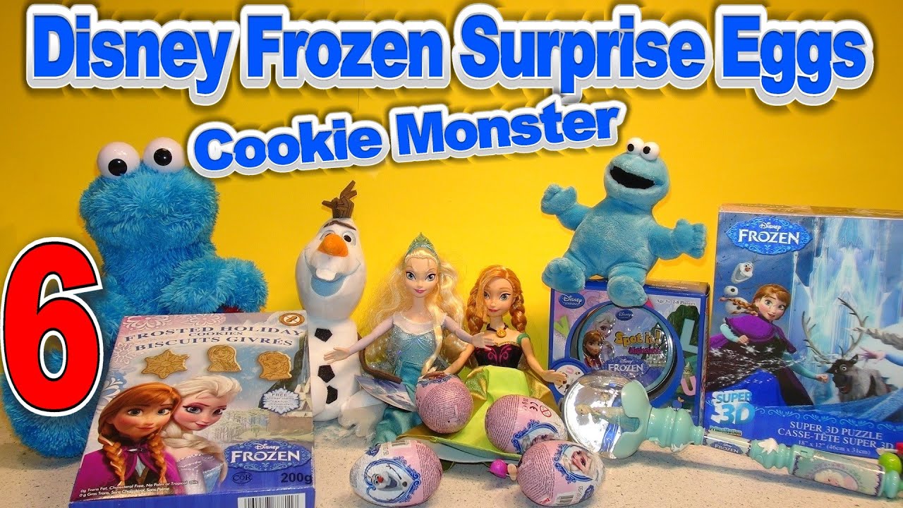 Disney Frozen Surprise Eggs opened by Cookie Monster Count'n Crunch ...