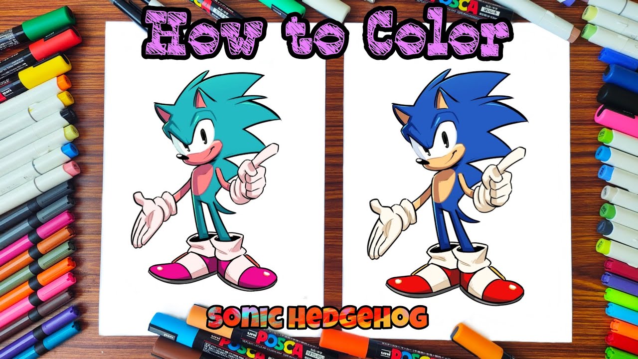 How to Draw and Color Sonic Hedgehog - YouTube