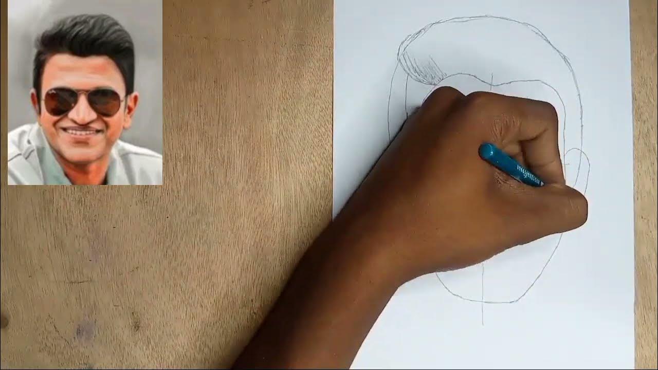 How to draw puneeth Rajkumar Drawing step by step ||Puneeth Rajkumar appu outline Drawing - YouTube