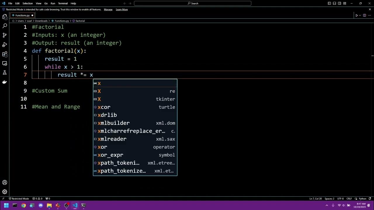 CS230: Function Example - Factorial - YouTube