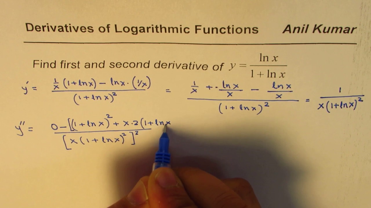 Calculus First And Second Derivative Of Ln X 1 Ln X YouTube