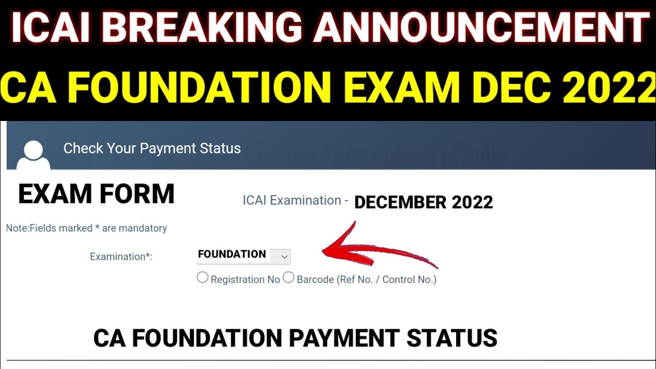 ICAI Biggest Update || Check Your CA Foundation Exam Form Payment ...