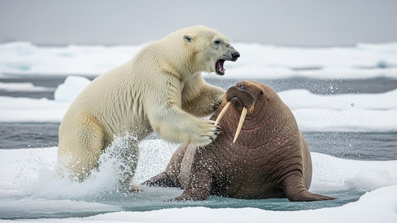 Polar Bear vs Walrus The Arctic's DEADLIEST Fight! - YouTube