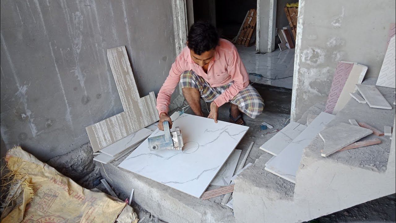 How to cut a tile with marble cutter - YouTube