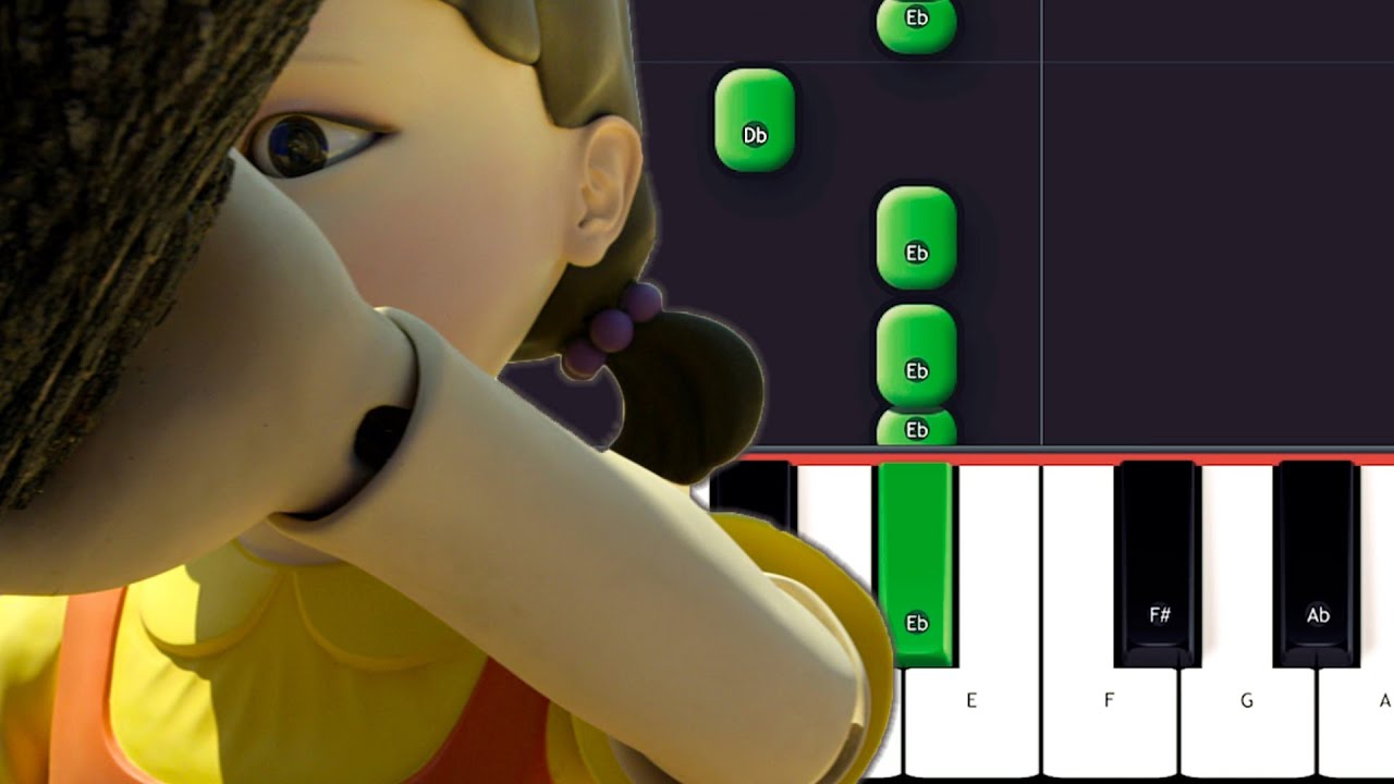 Squid Game RED LIGHT GREEN LIGHT PIANO TUTORIAL - YouTube