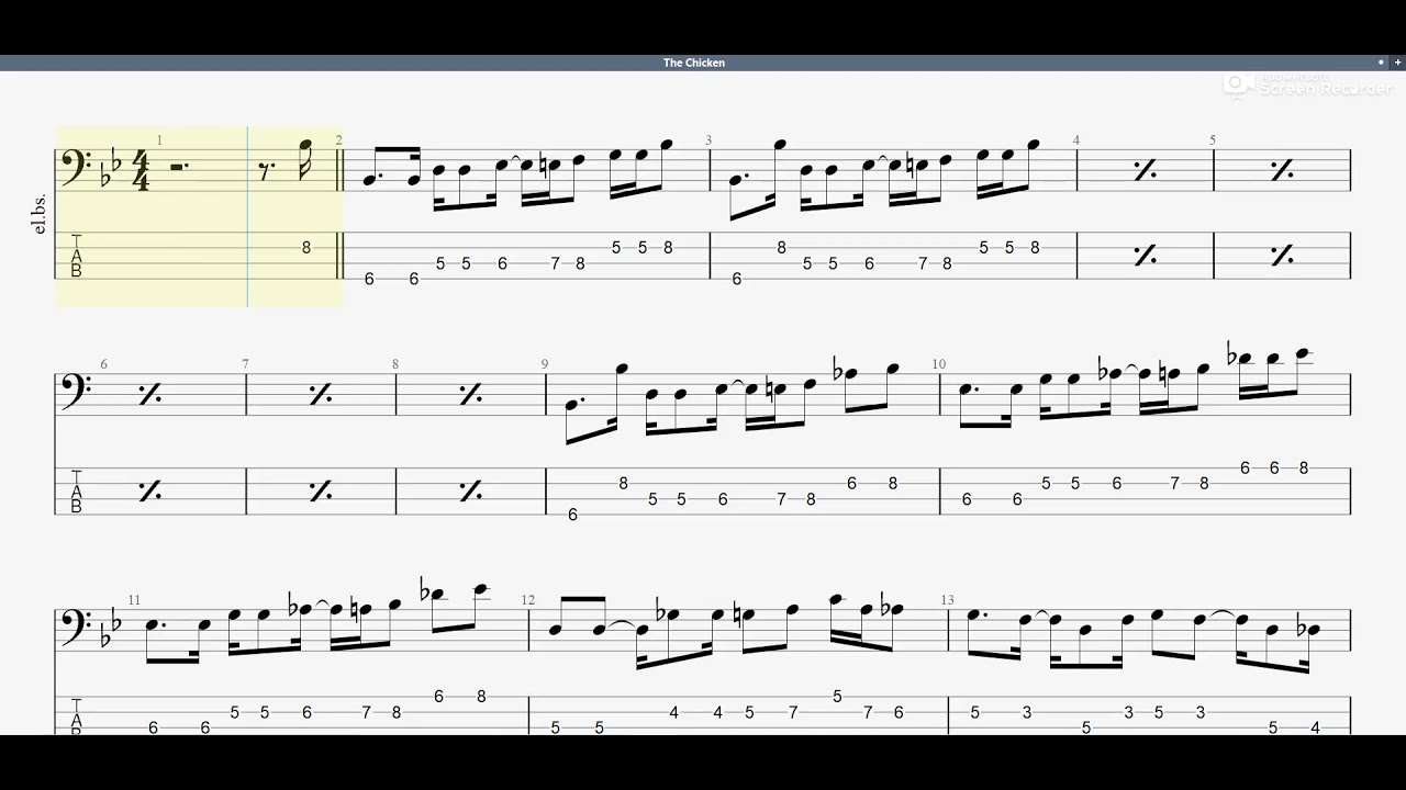 The James Brown Band - The Chicken (bass tab) - YouTube
