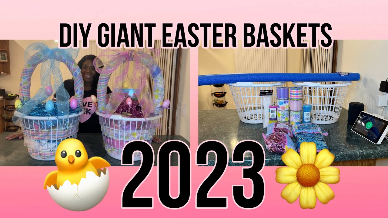 DIY Giant Easter baskets! (Using Dollar tree materials) - YouTube