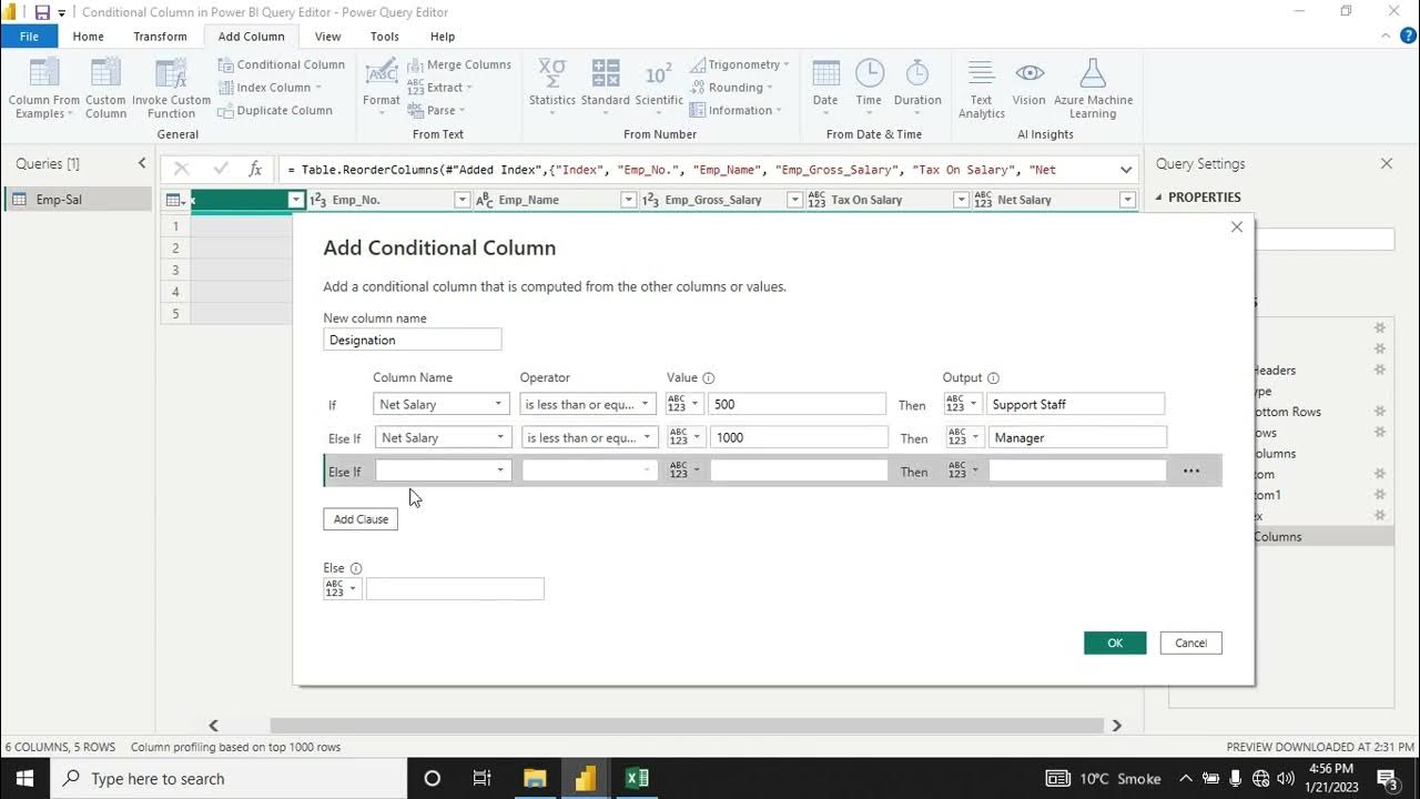 Lecture No. 13 How to Add Conditional Column in Power BI Query Editor ...