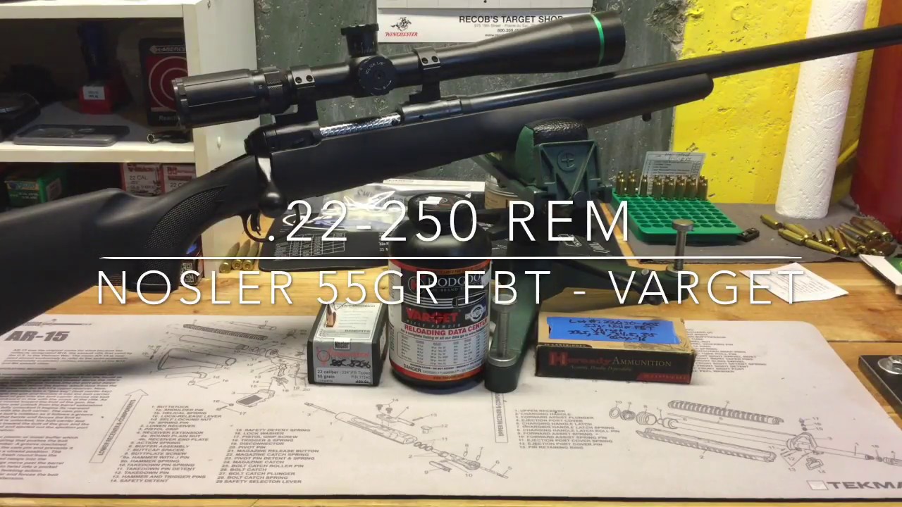 .22-250 Rem Loads - 55 gr. Nosler FBT and Varget - YouTube