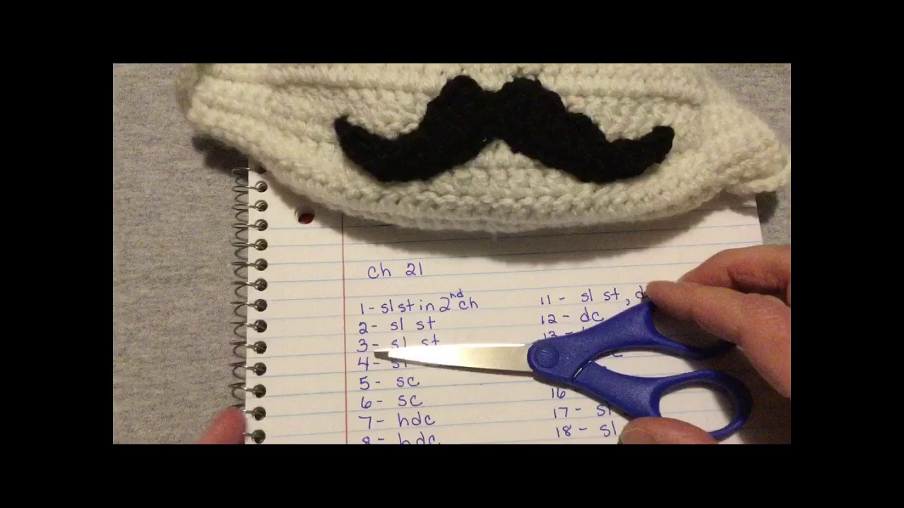 Learn how to make my crocheted mustache appliqué video - YouTube